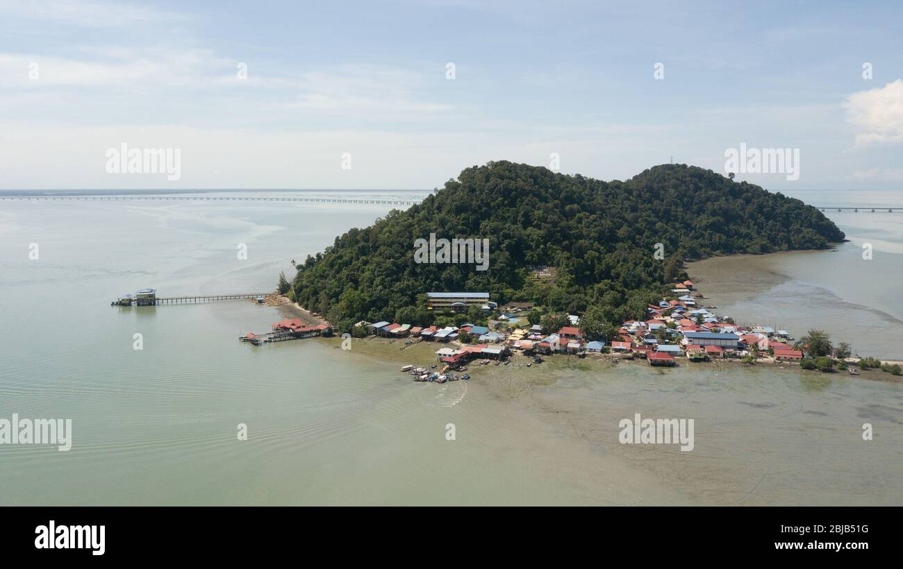 Aerial view fishing village at Pulau Aman Island Stock Photo - Alamy