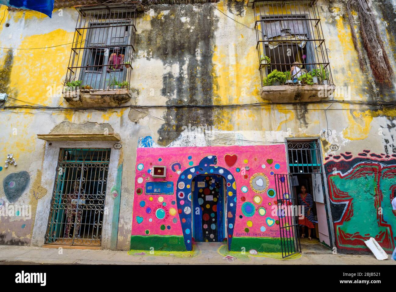 Old Havana, Cuba. View of old ruined colourful colonial buildings in ...