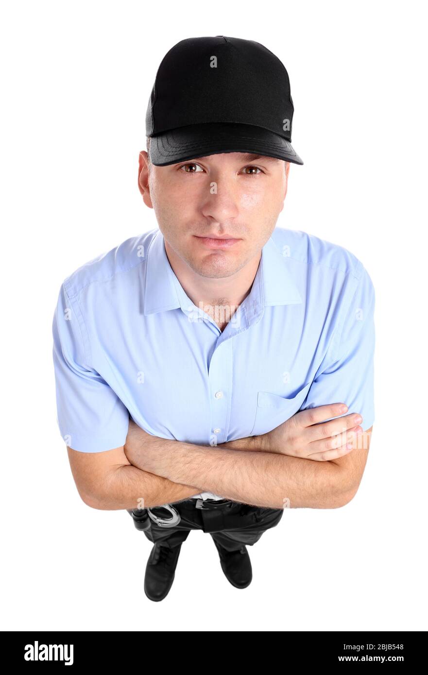 Male security guard isolated on white Stock Photo - Alamy