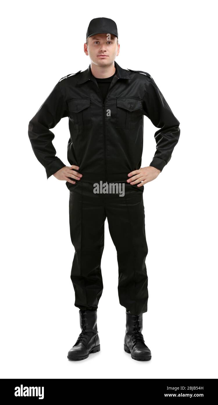 Male security guard isolated on white Stock Photo - Alamy