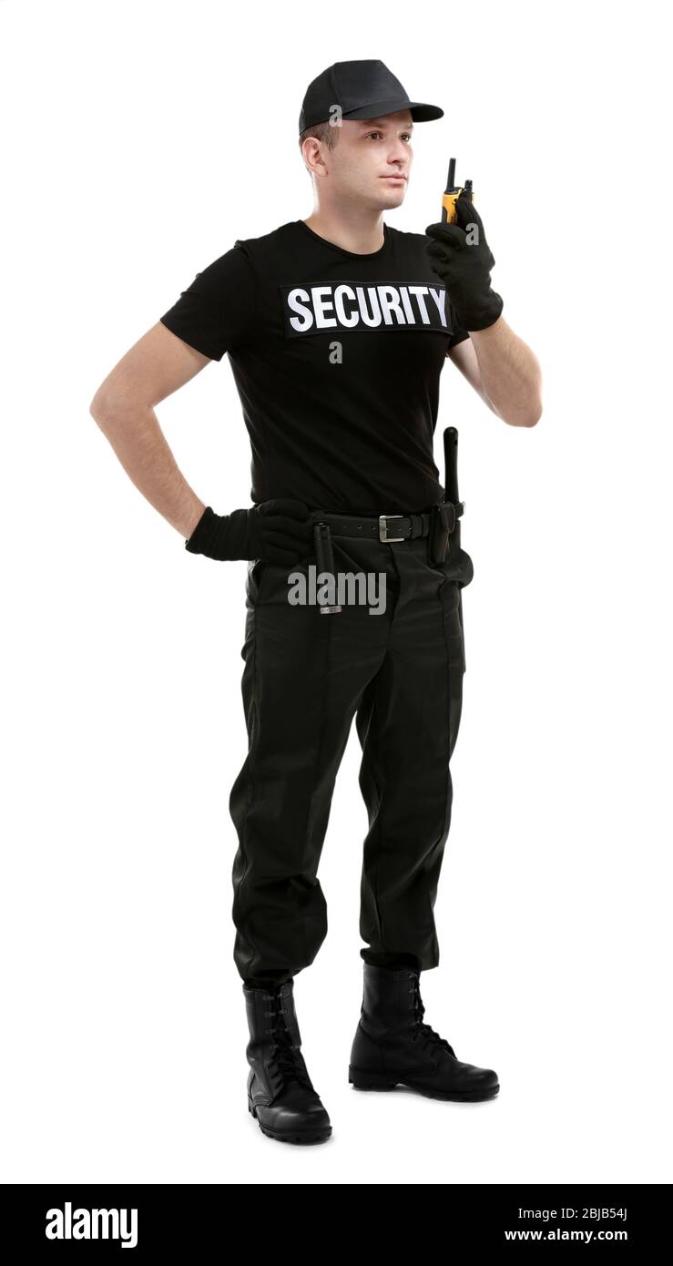 Male security guard isolated on white Stock Photo - Alamy