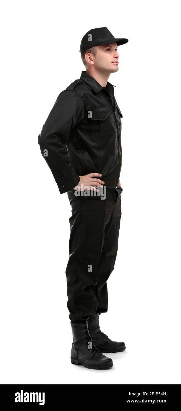 Male security guard isolated on white Stock Photo - Alamy