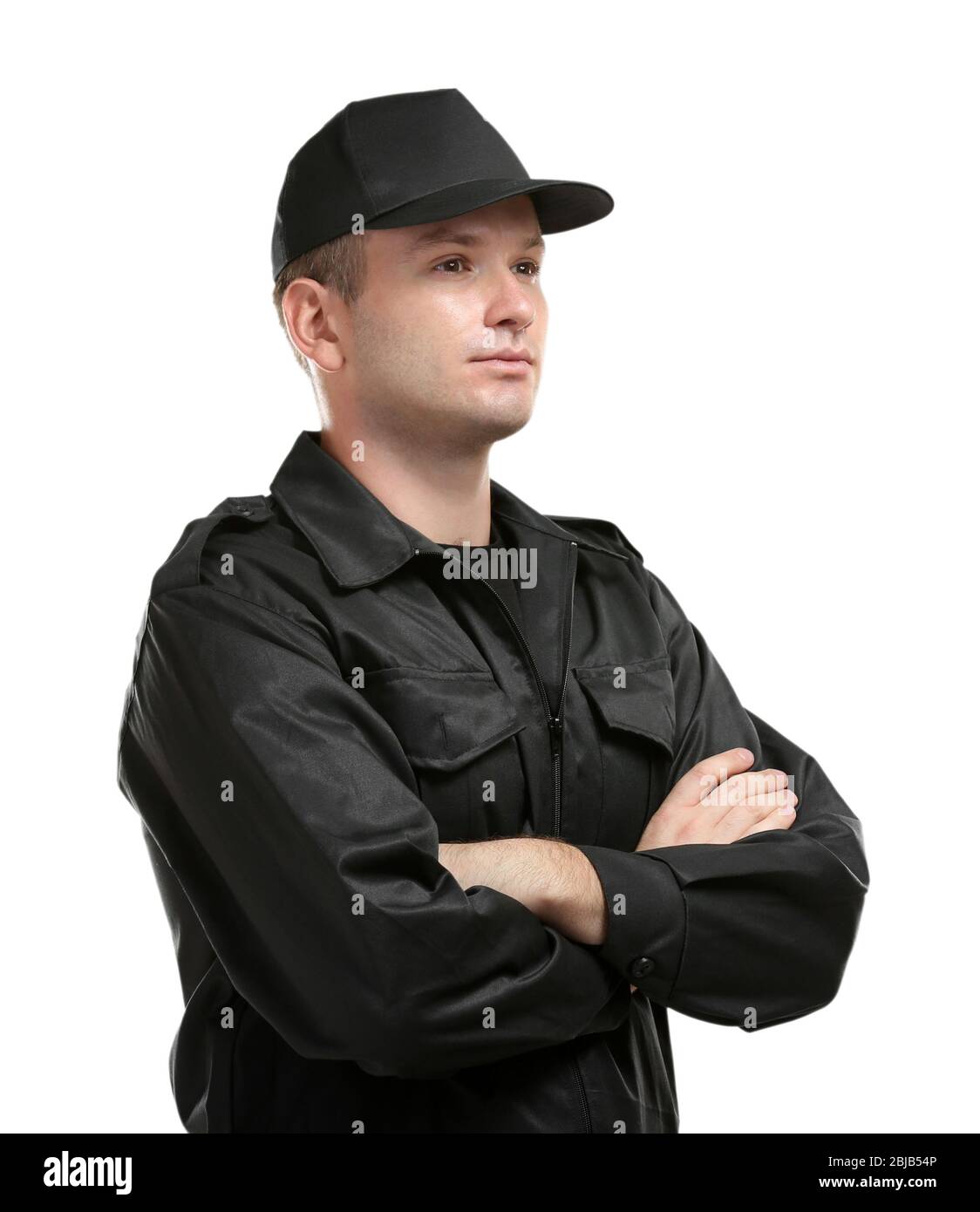 Male security guard isolated on white Stock Photo - Alamy