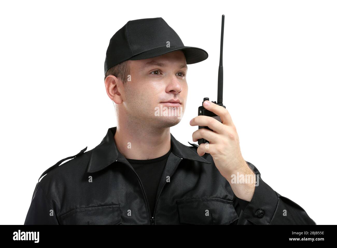 Male security guard isolated on white Stock Photo - Alamy