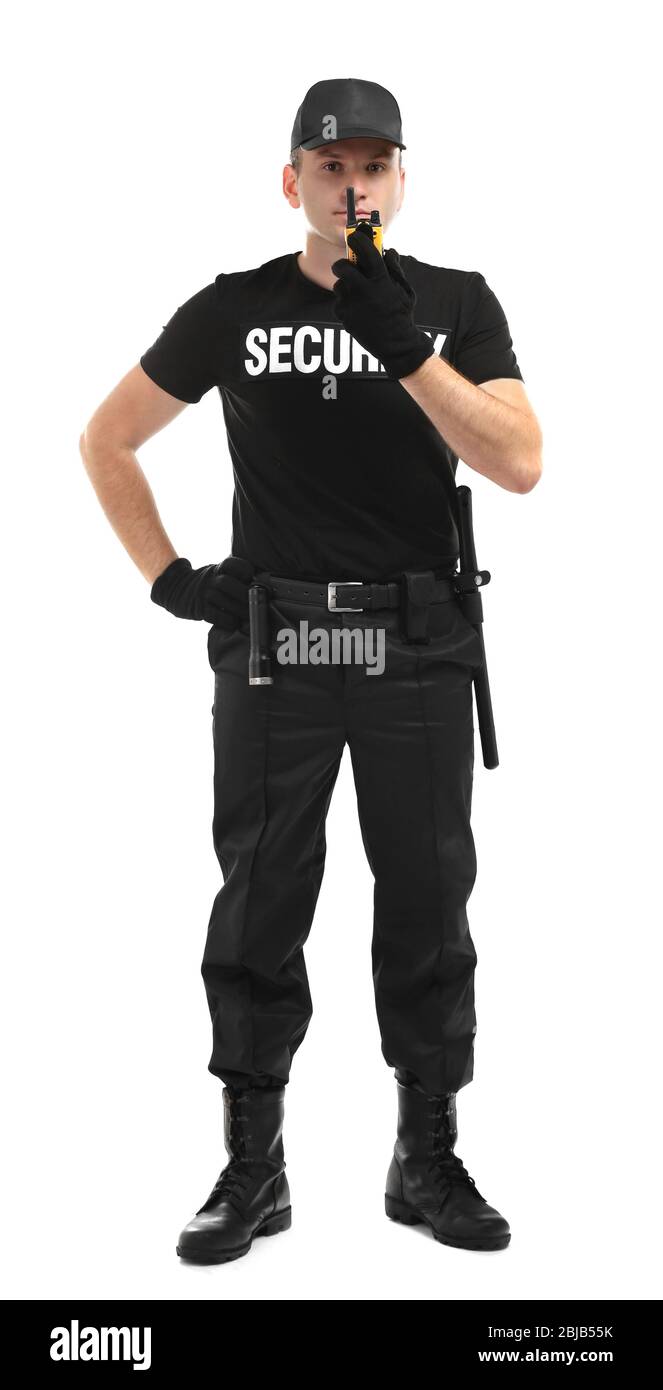 Male security guard isolated on white Stock Photo - Alamy