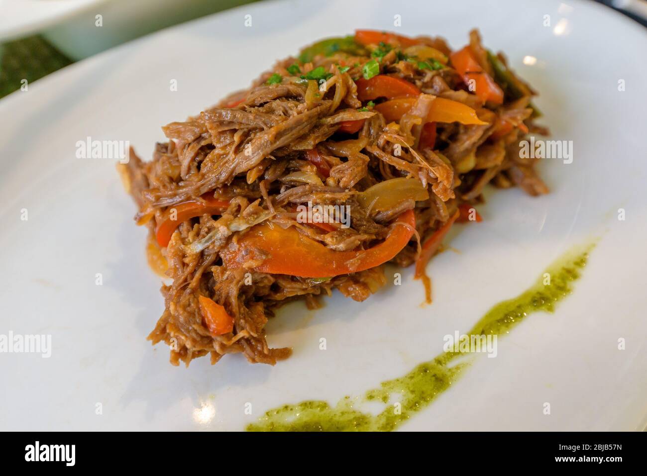 Ropa vieja, traditional Cuban national dish made of shredded beef and ...