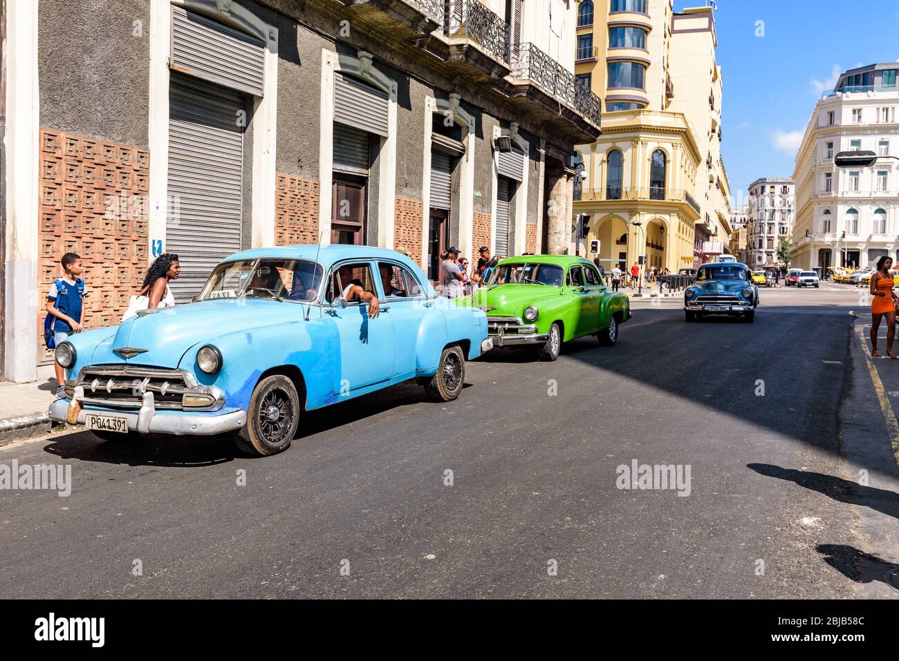 Old Havana, Cuba. Classic colorful american car. These cars are used as ...