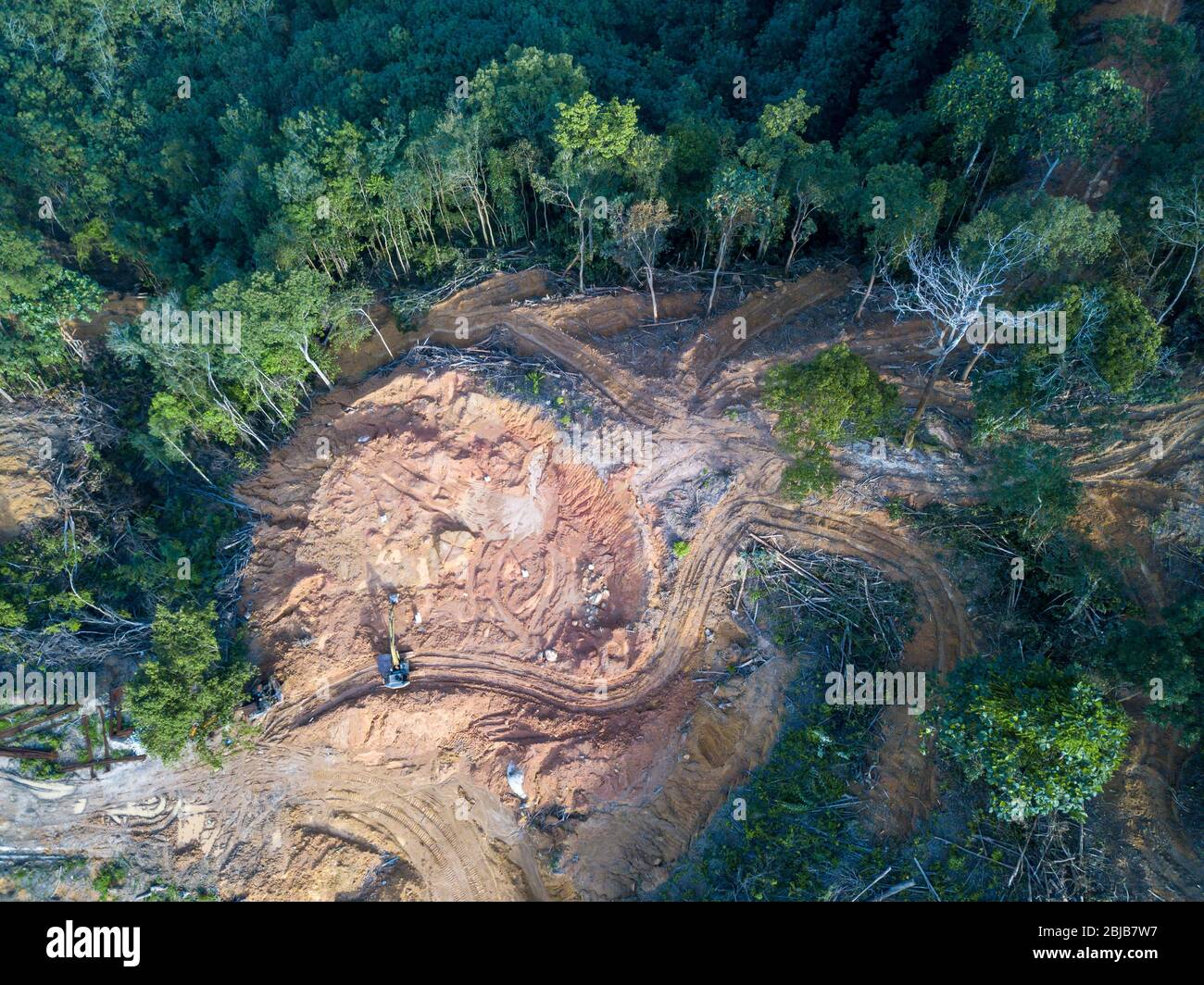 Aerial view look down excavator hi-res stock photography and images - Alamy