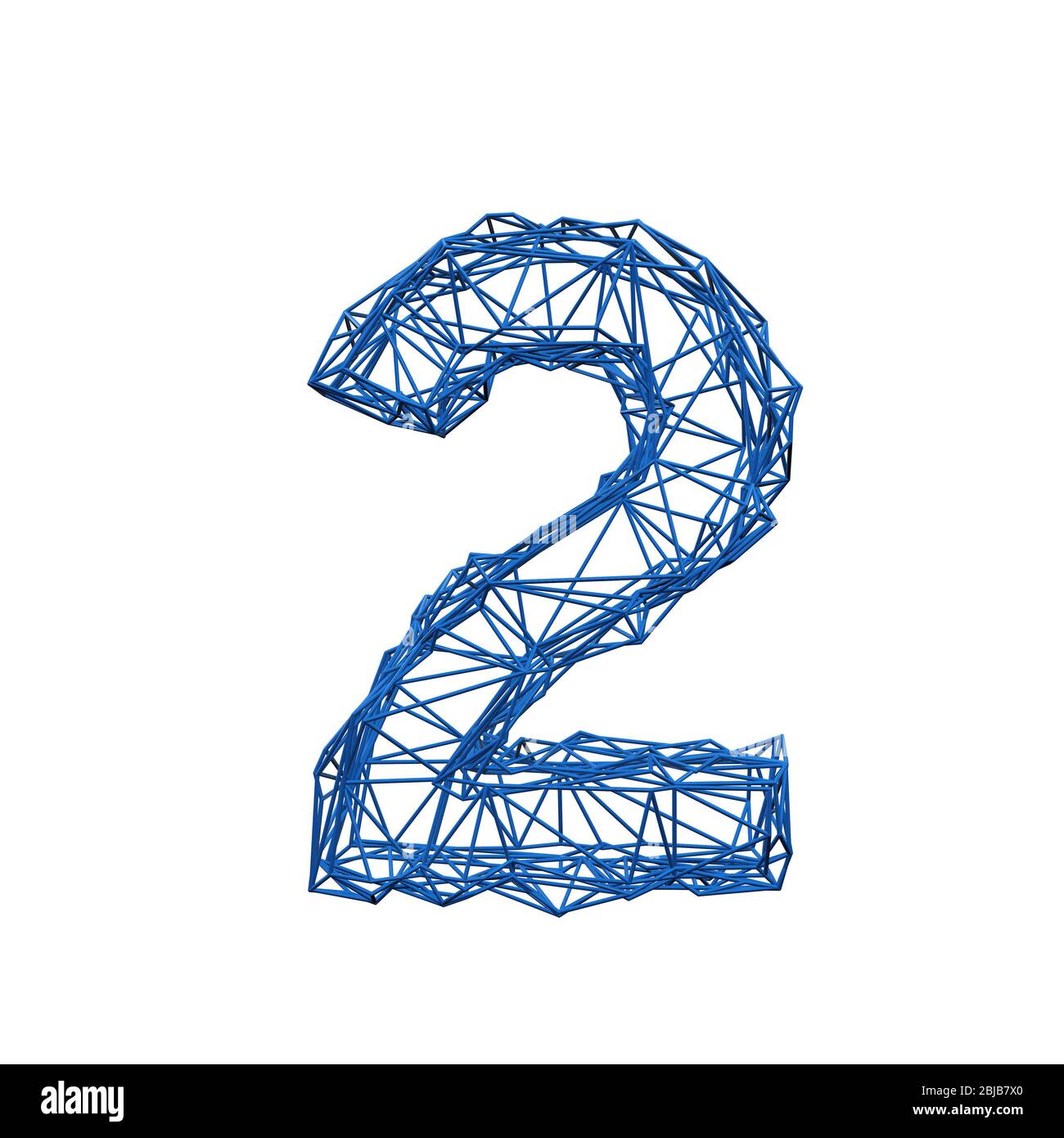 Number 2 wire frame low poly alphabet. 3D rendering Stock Photo - Alamy