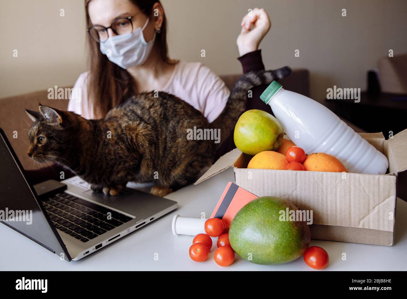 Girl desk food computer hi-res stock photography and images - Alamy