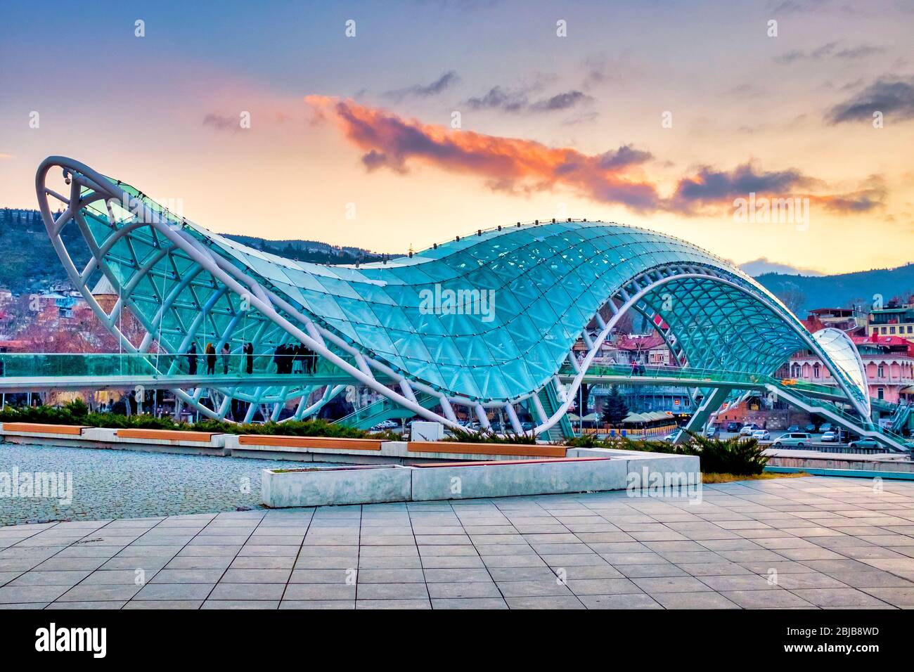 Bridge of Peace at sunset, Tbilisi, Georgia Stock Photo - Alamy