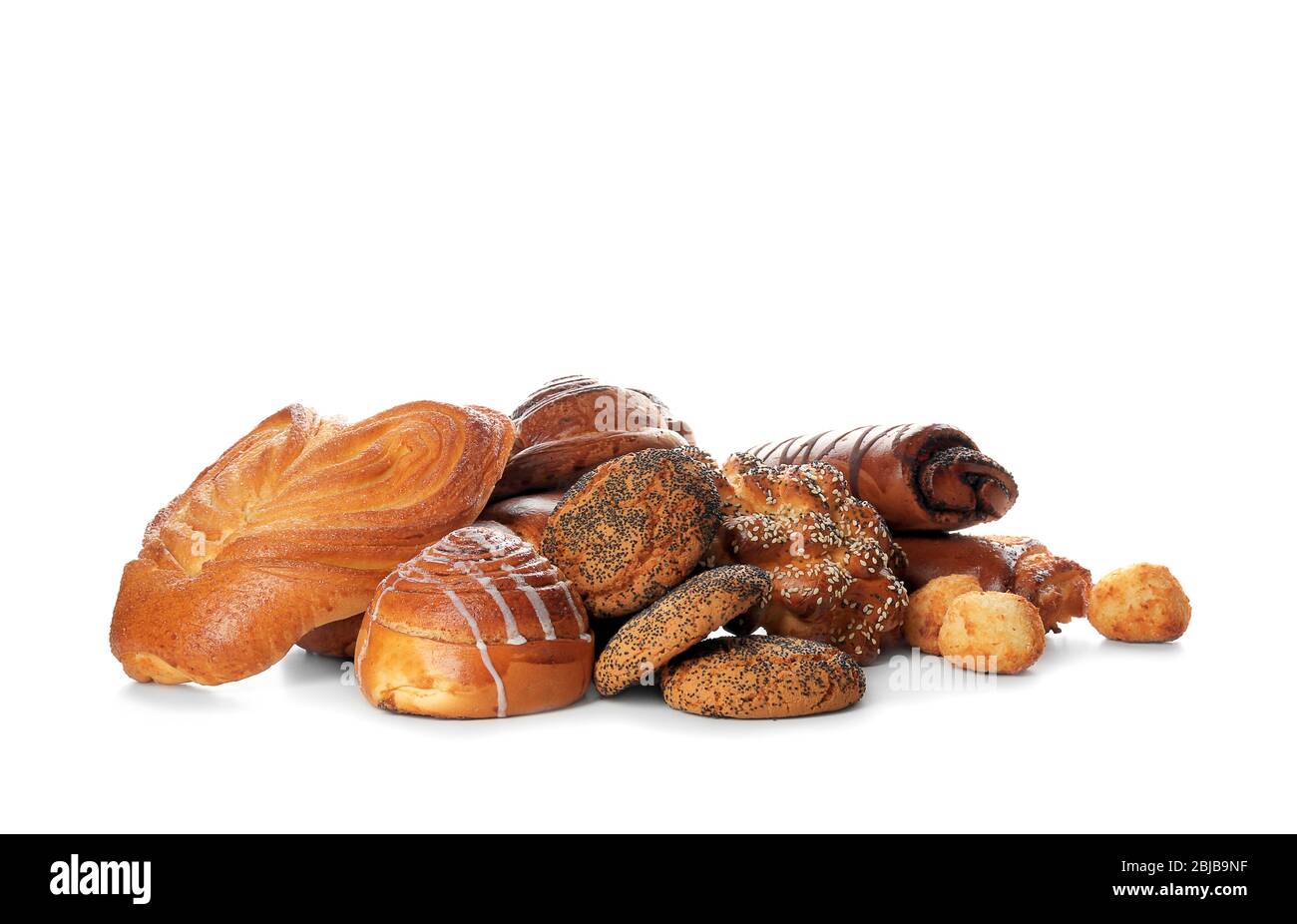 Assortment of sweet tasty pastries isolated on white Stock Photo - Alamy