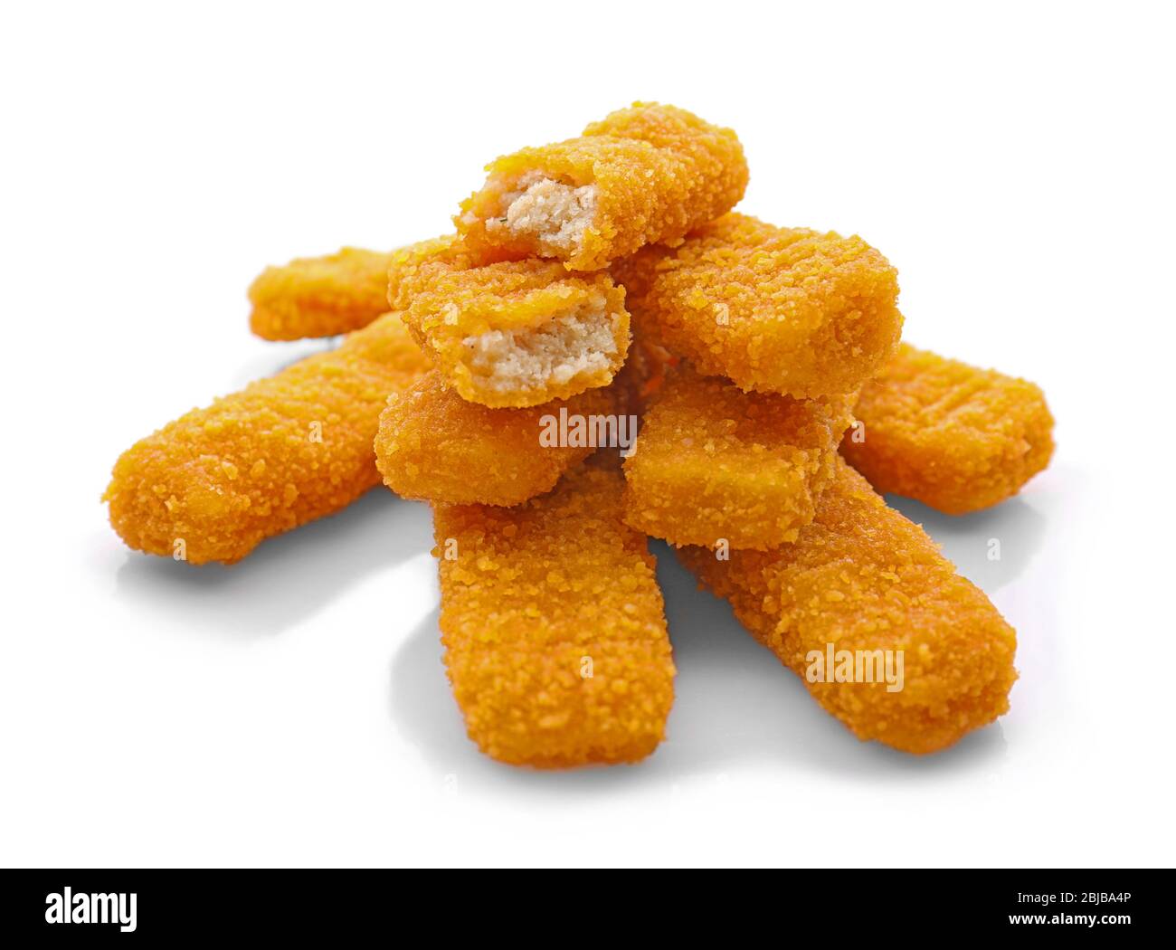Tasty fish nuggets, isolated on white Stock Photo - Alamy