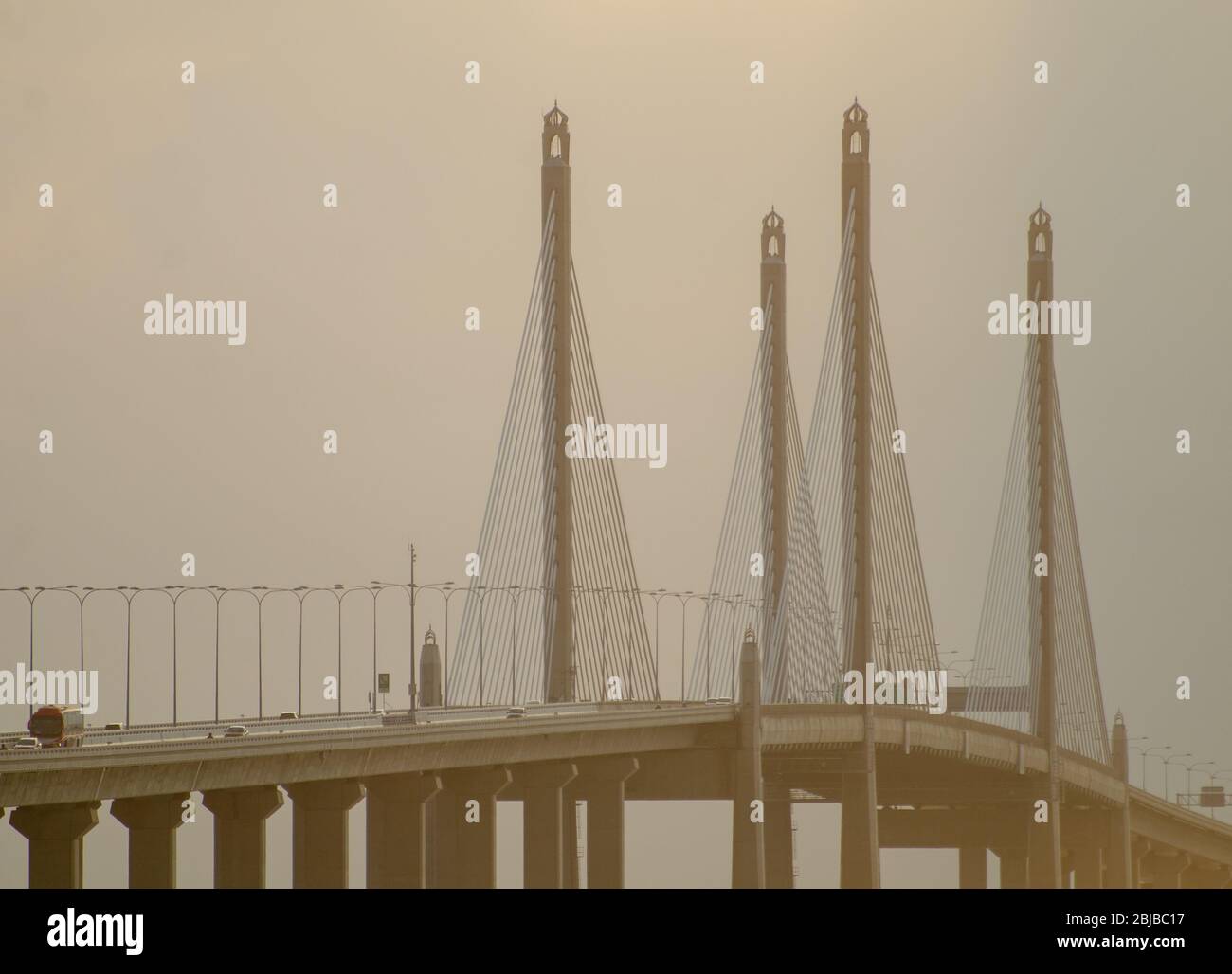 Penang second bridge main span in golden color Stock Photo - Alamy