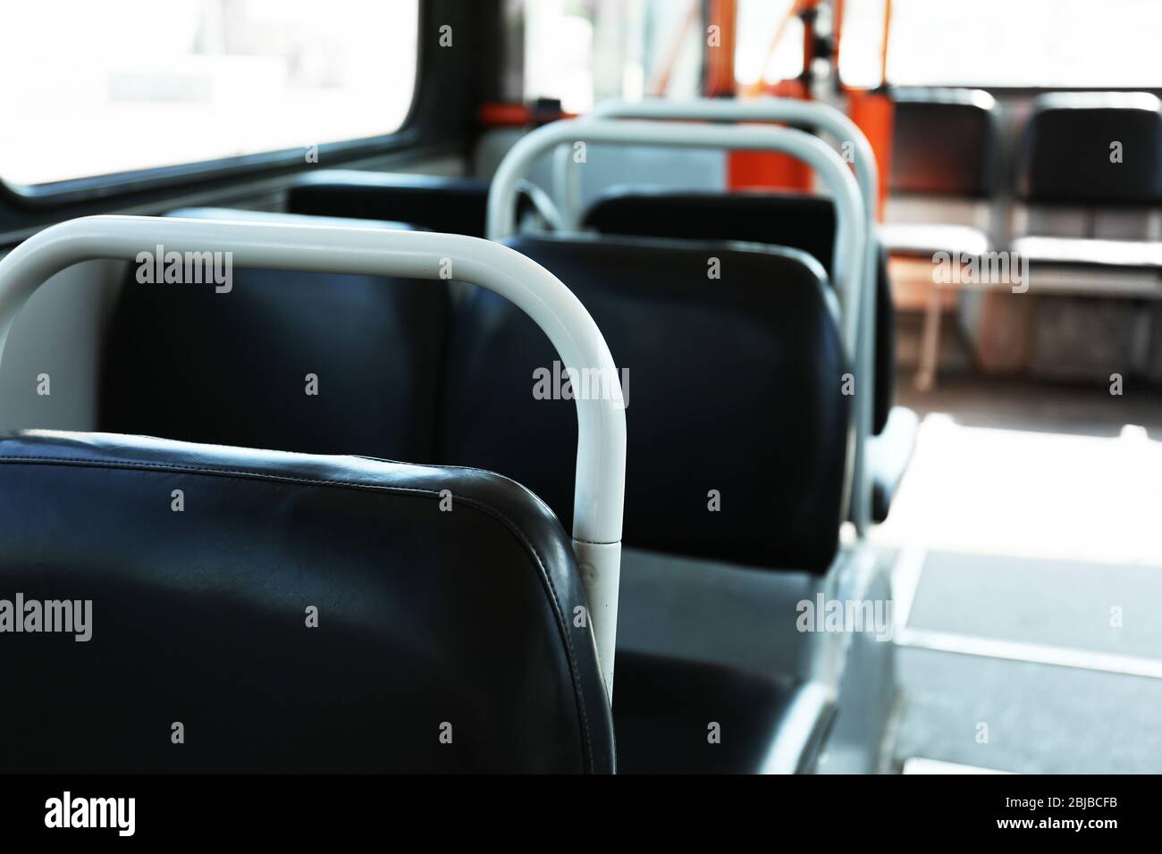 Trolley bus, inside view Stock Photo - Alamy