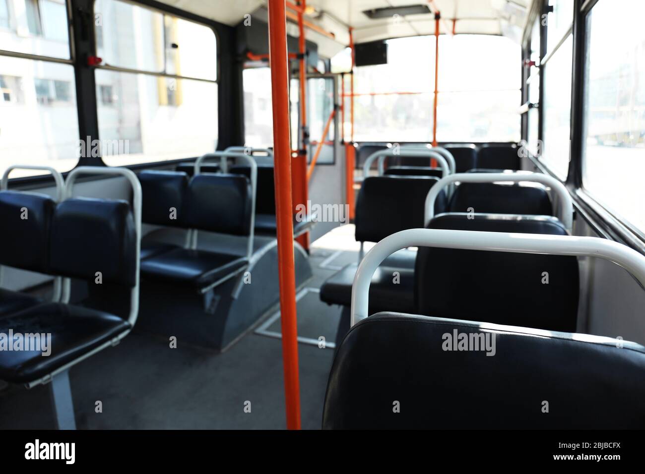 Trolley bus, inside view Stock Photo - Alamy