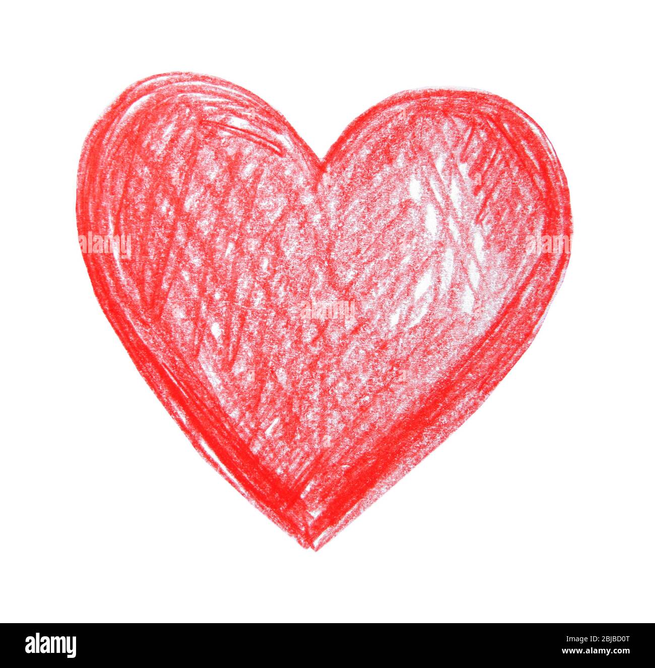 Red crayon drawn heart isolated on white Stock Photo - Alamy