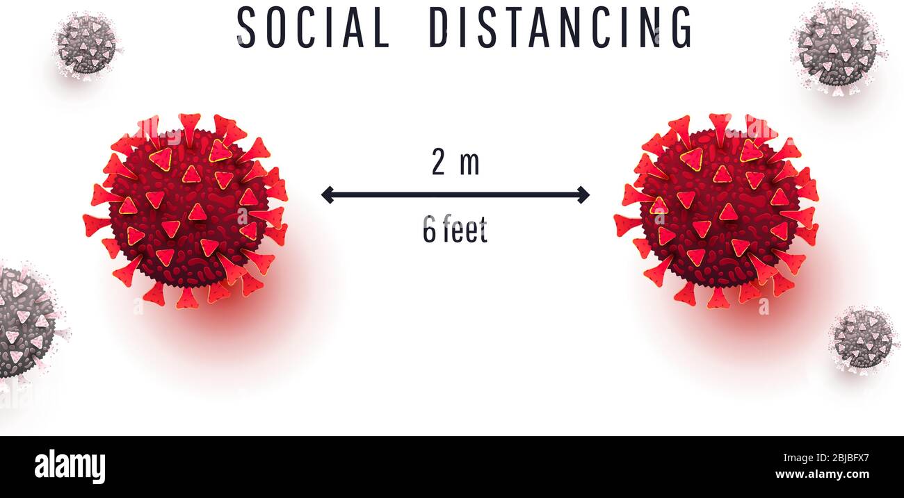 Social distance concept. Two coronavirus-infected cells 2 meters apart ...