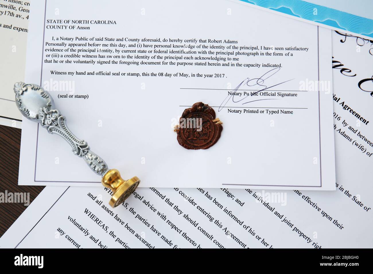 Old notarial wax seal and stamp on document, closeup Stock Photo - Alamy