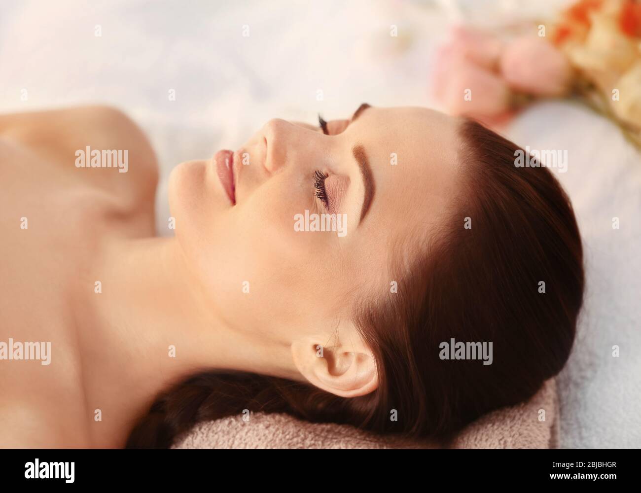 Beautiful girl in spa salon Stock Photo - Alamy
