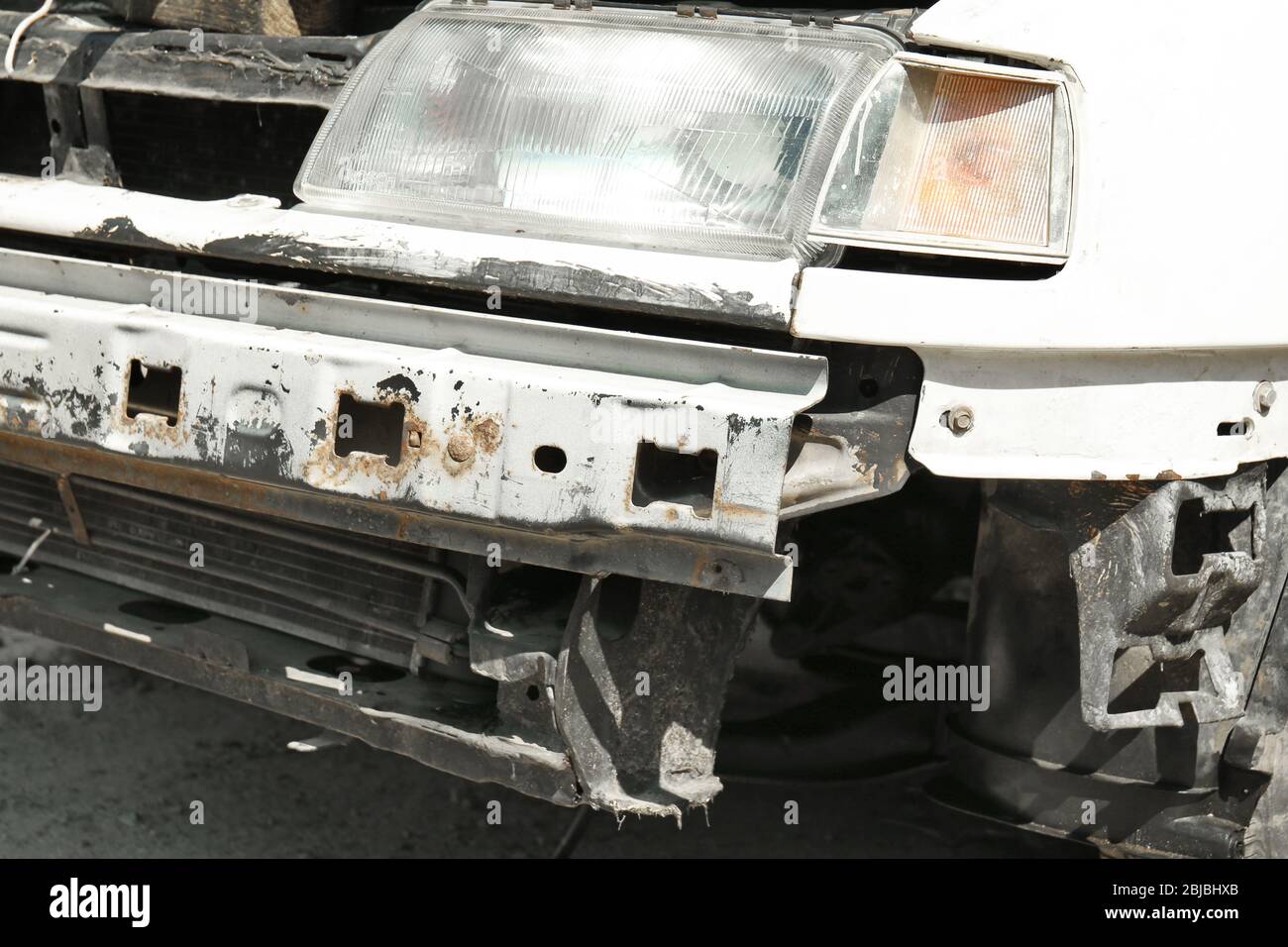 Destroyed car, close up Stock Photo - Alamy
