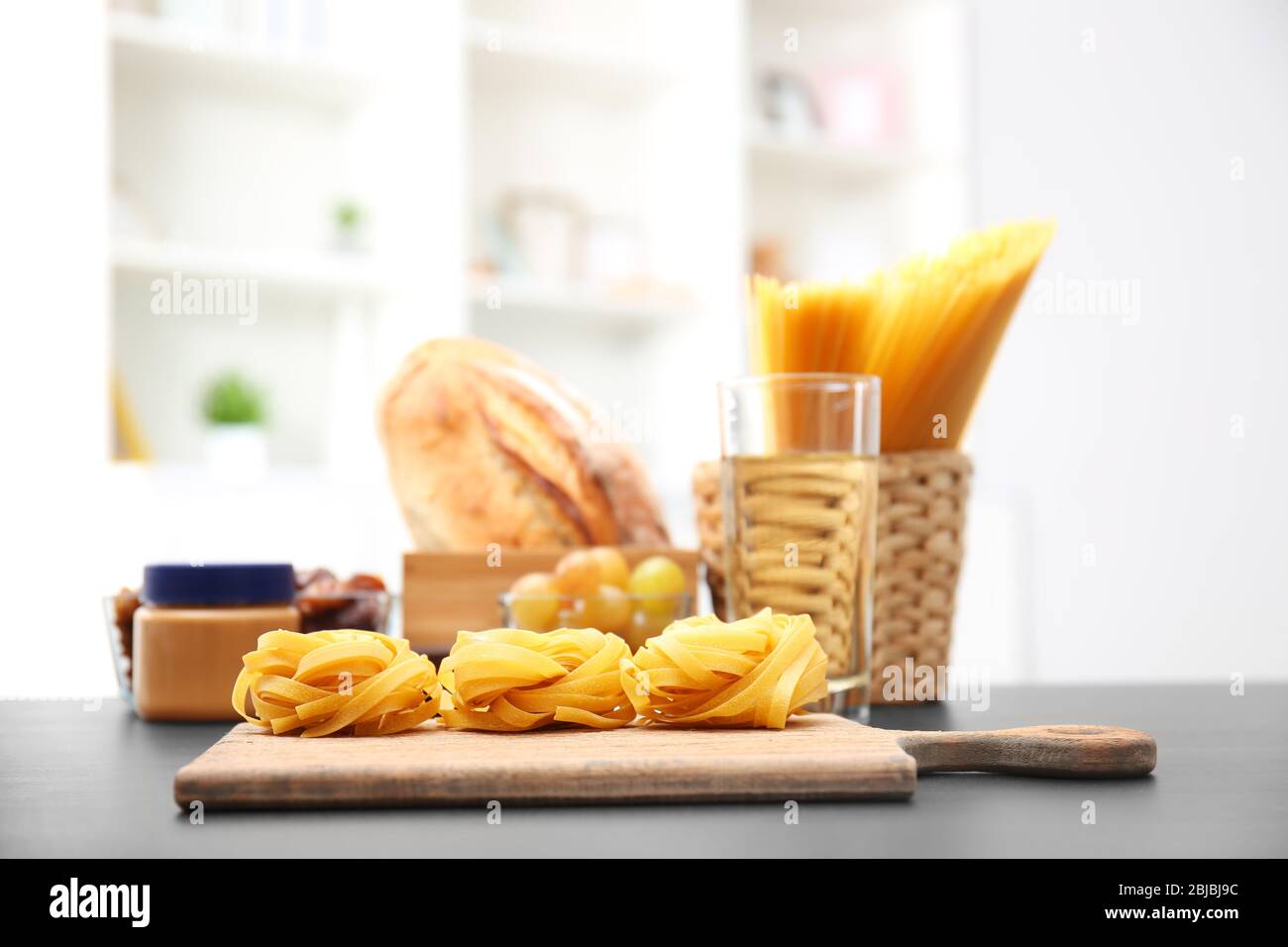 Set of different products on table Stock Photo - Alamy