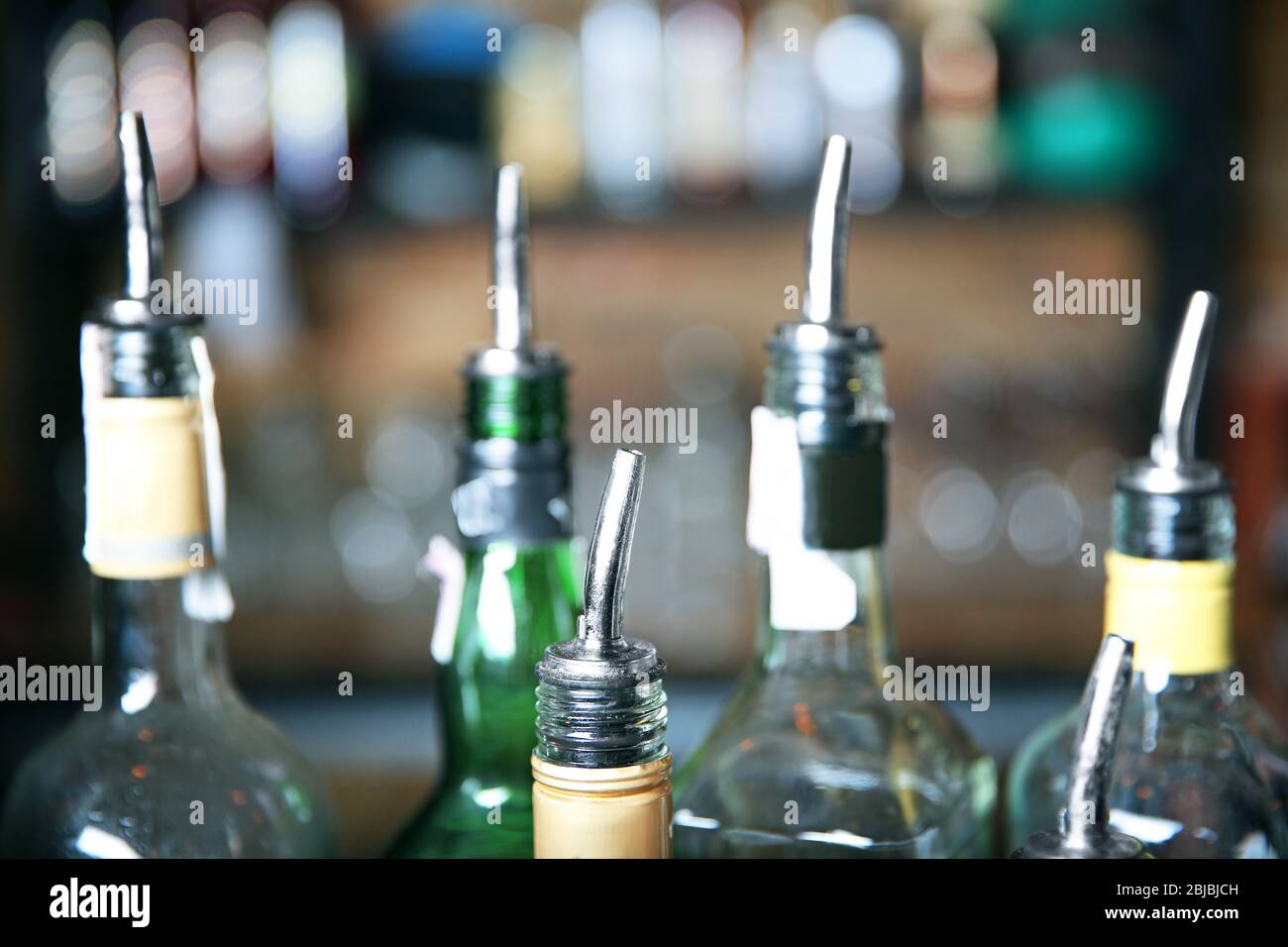 Different beverages on bar counter in modern cafe Stock Photo - Alamy