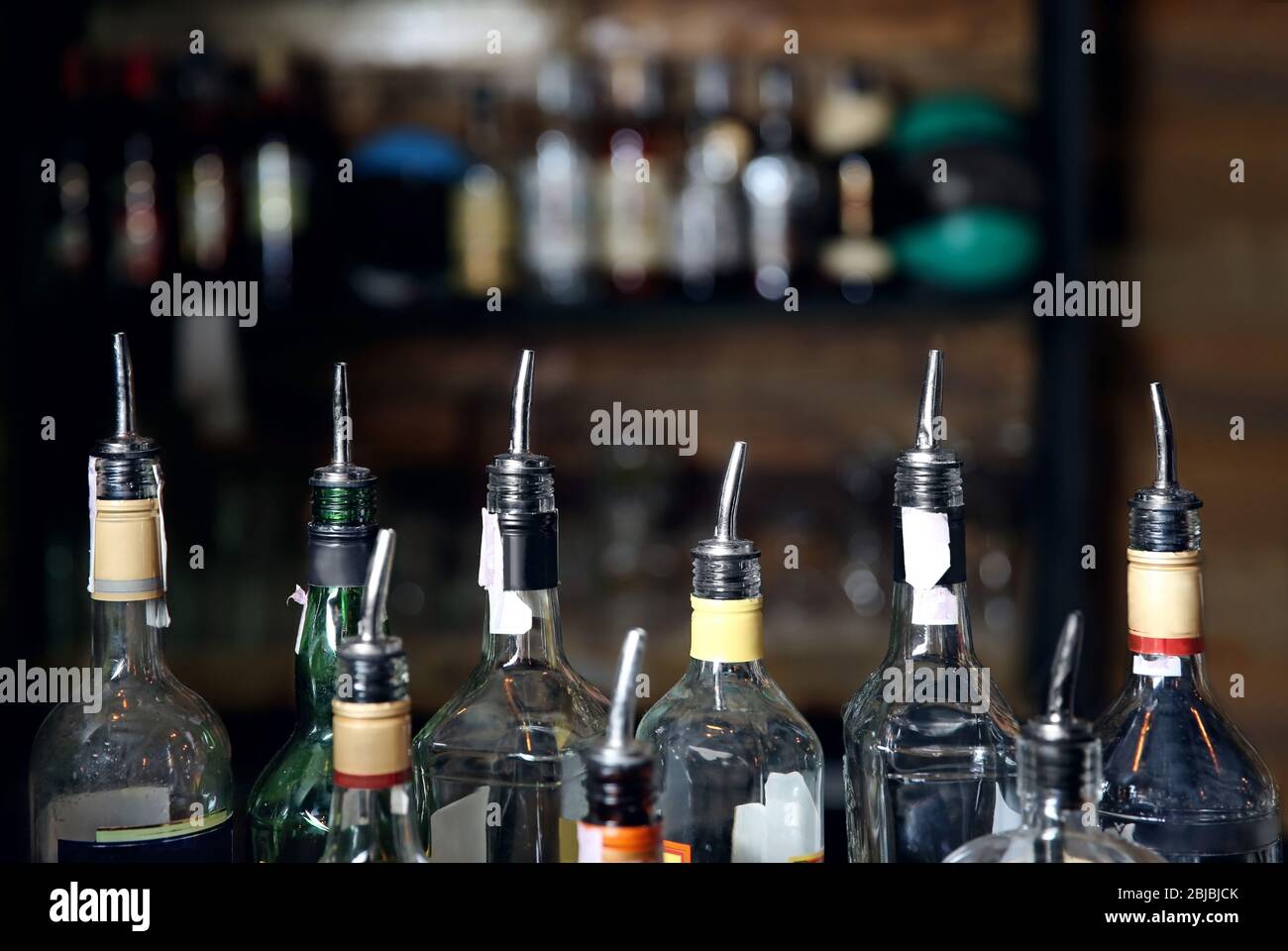 Different beverages on bar counter in modern cafe Stock Photo - Alamy