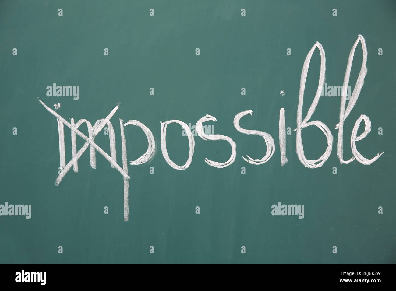 Transforming IMPOSSIBLE into POSSIBLE on chalkboard Stock Photo - Alamy