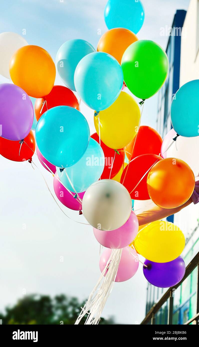 Colorful birthday balloons, closeup Stock Photo - Alamy