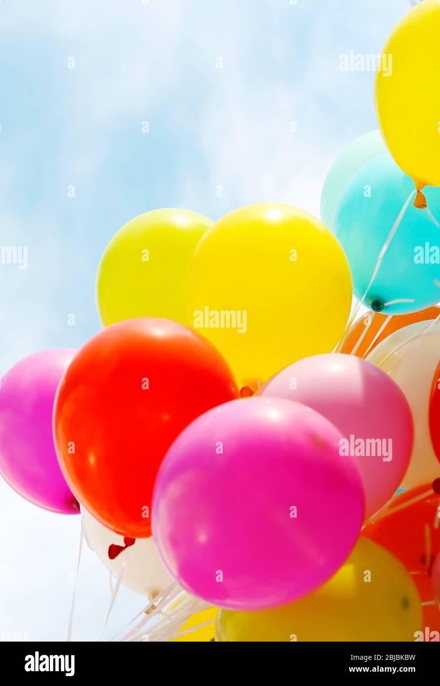 Colorful birthday balloons, closeup Stock Photo - Alamy