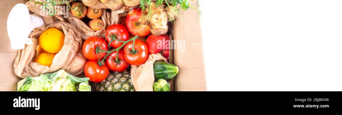 Grocery zerto waste paper box with organic healthy food clean eating ...