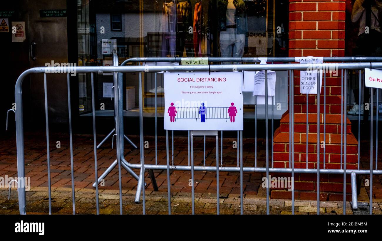 Social Distancing Posters Fixed To Barriers Outside Essential High ...