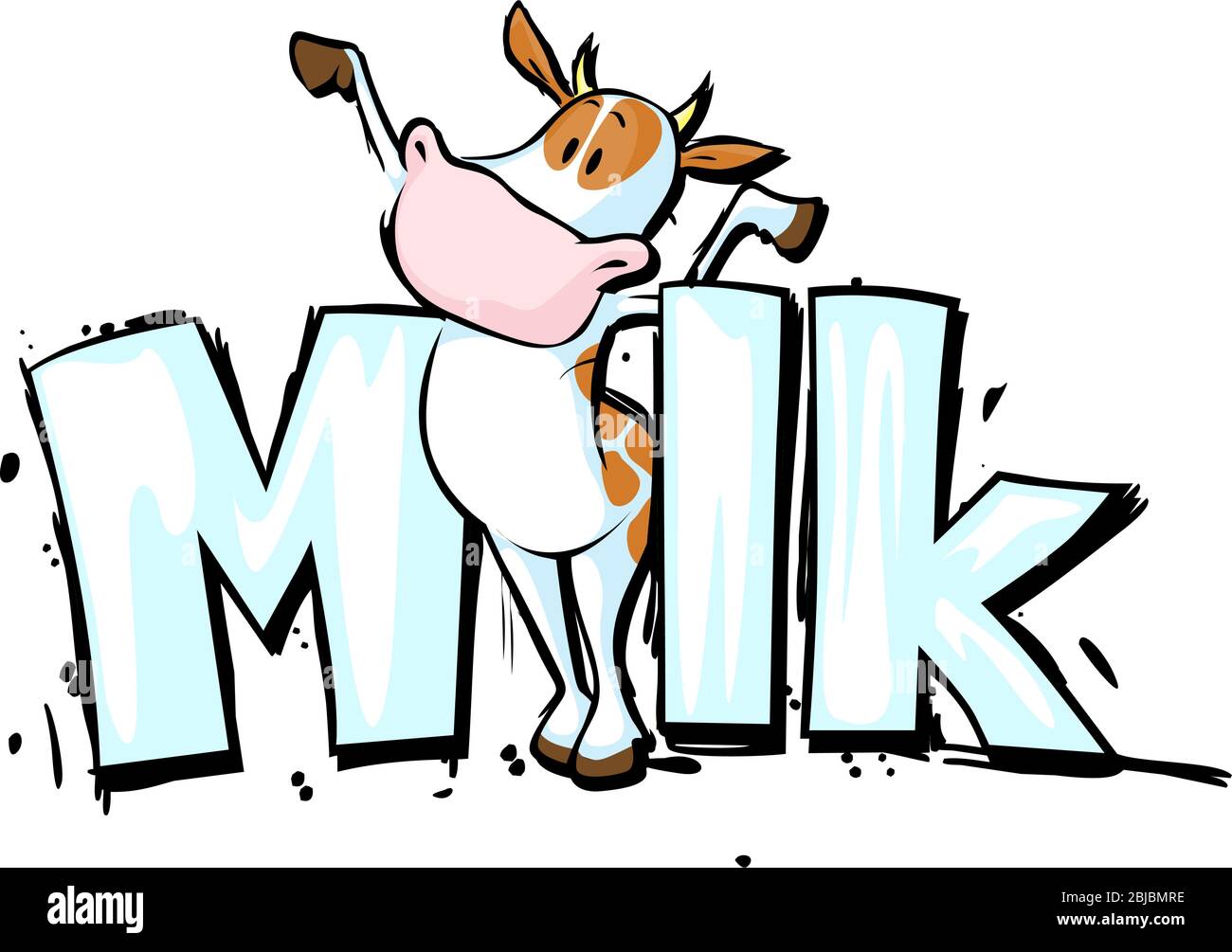 Milk Logo with funny Cow - Vector Illustration Stock Vector Image & Art ...