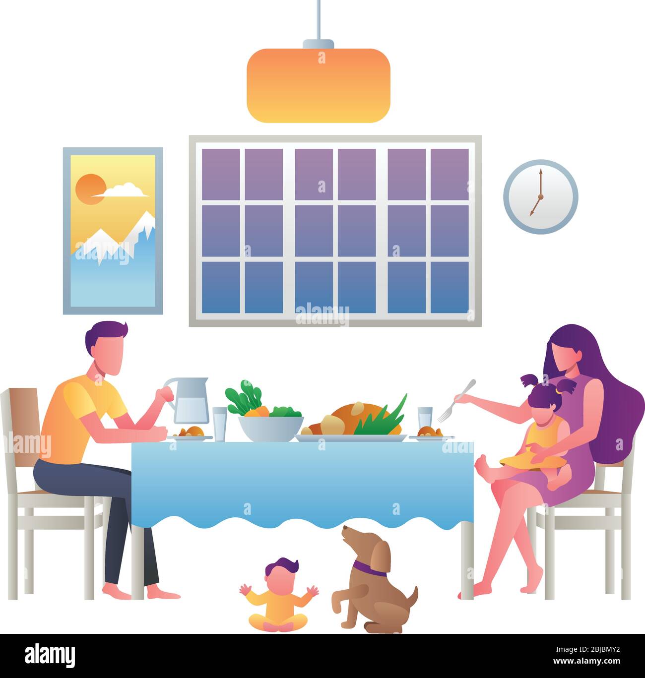 Man eating meal home Stock Vector Images - Alamy