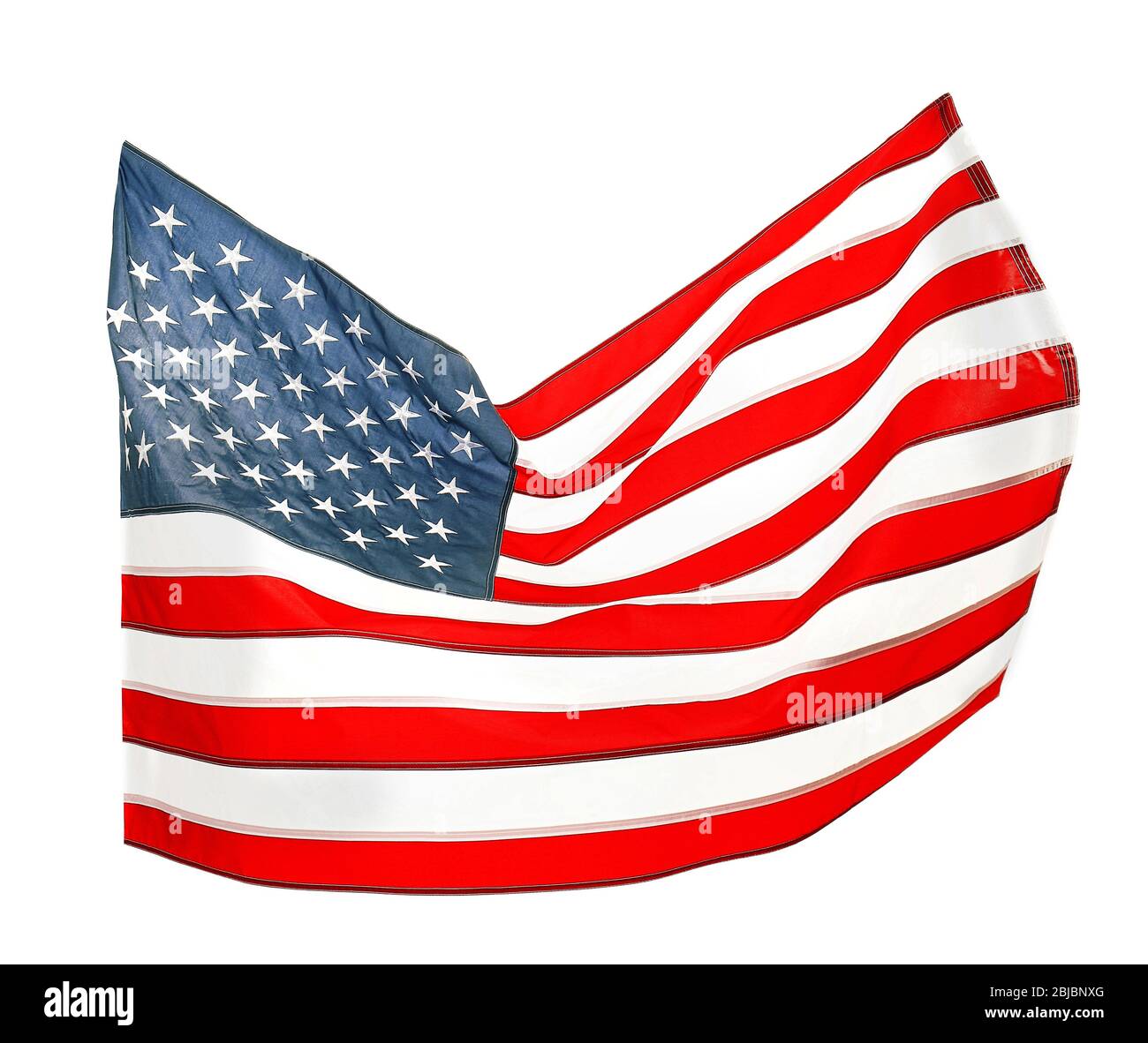 Ruffled American flag isolated on white Stock Photo - Alamy