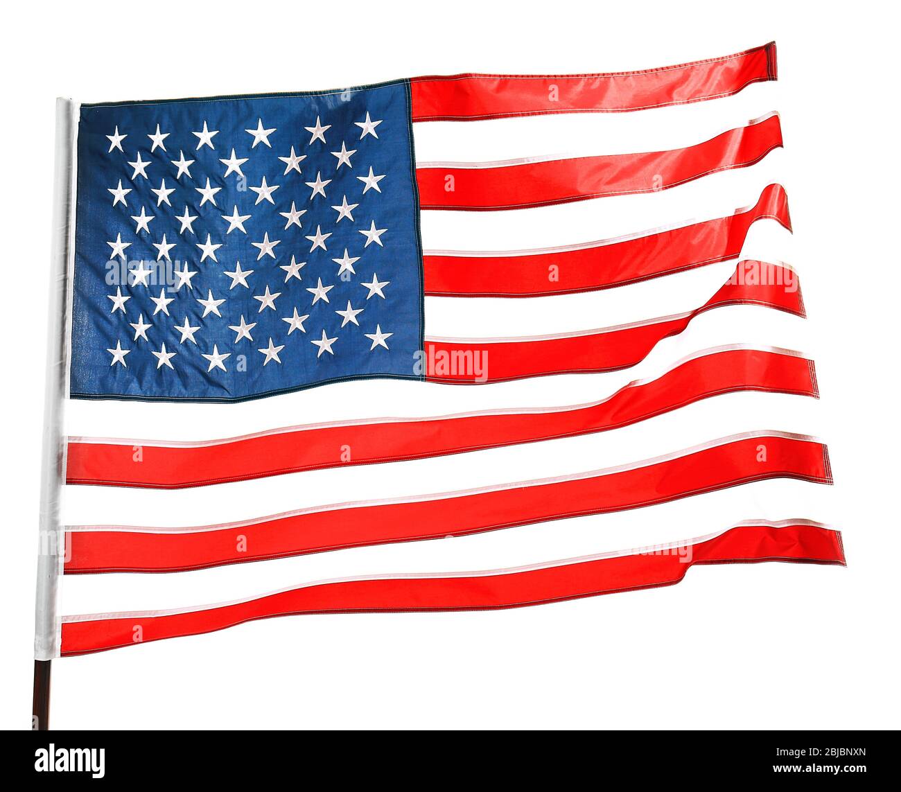 Ruffled American flag isolated on white Stock Photo - Alamy