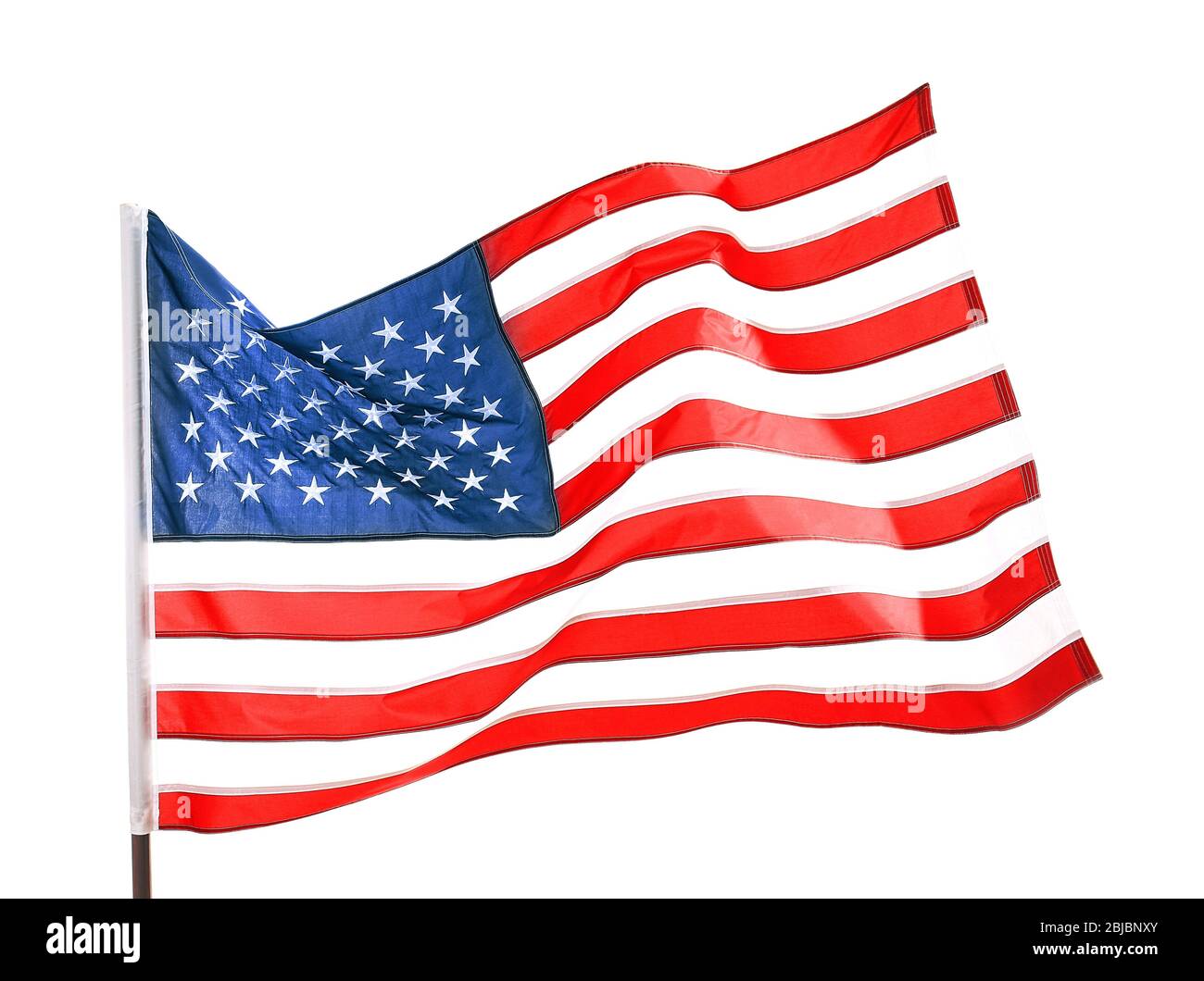 Ruffled American flag isolated on white Stock Photo - Alamy