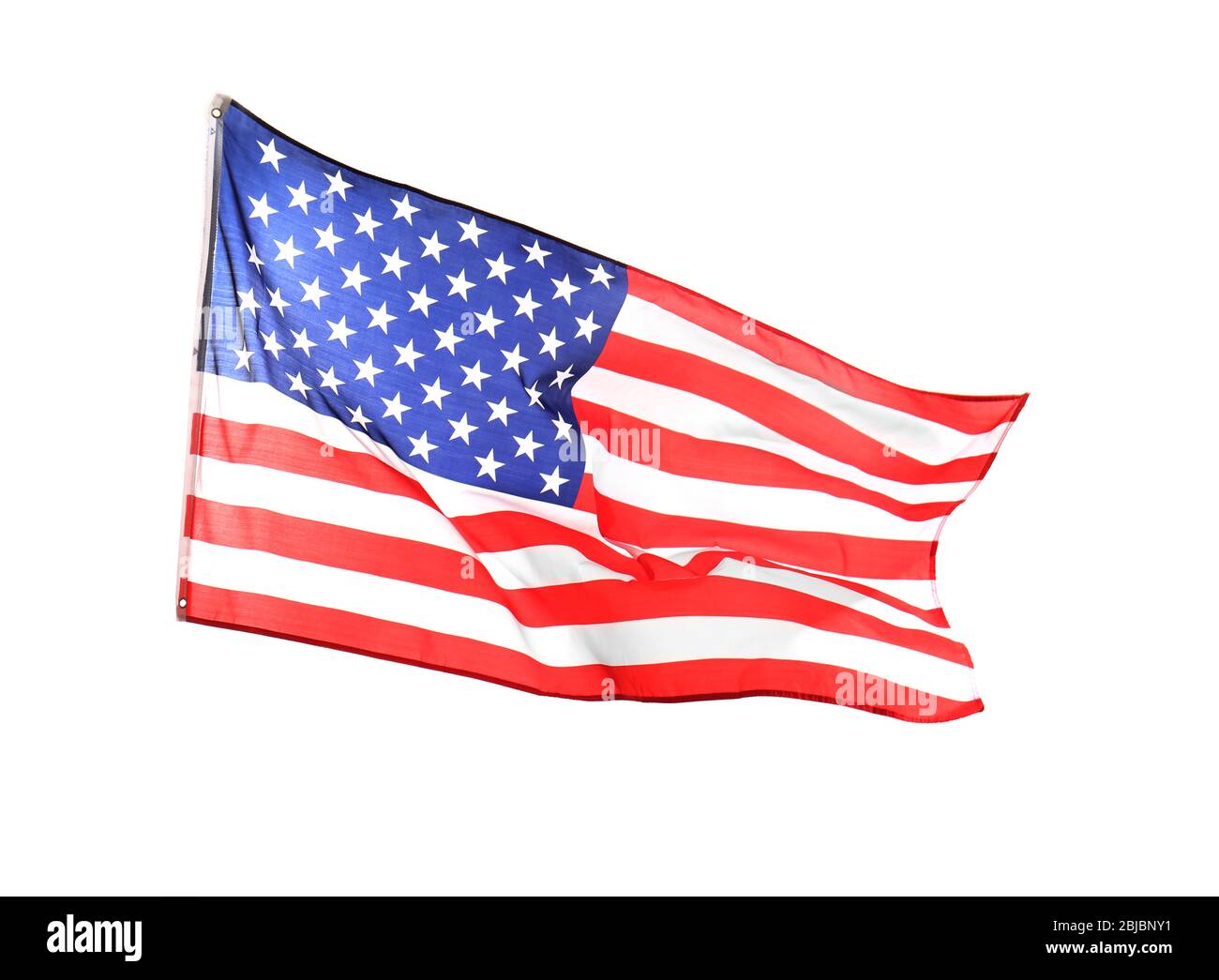 Ruffled American flag isolated on white Stock Photo - Alamy