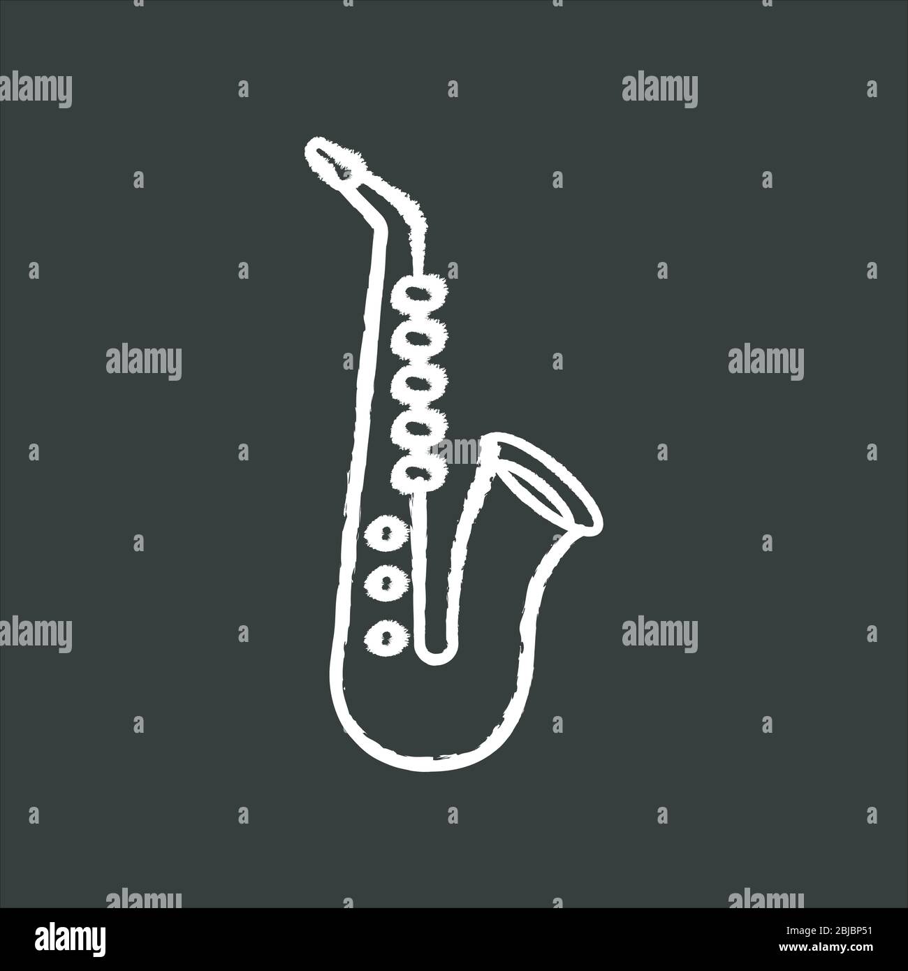 Saxophone chalk white icon on black background Stock Vector Image & Art ...