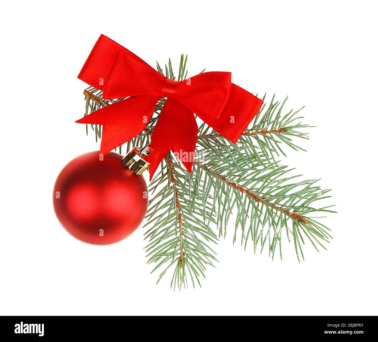 Glass ball, bow and pine-tree branch isolated on white Stock Photo - Alamy