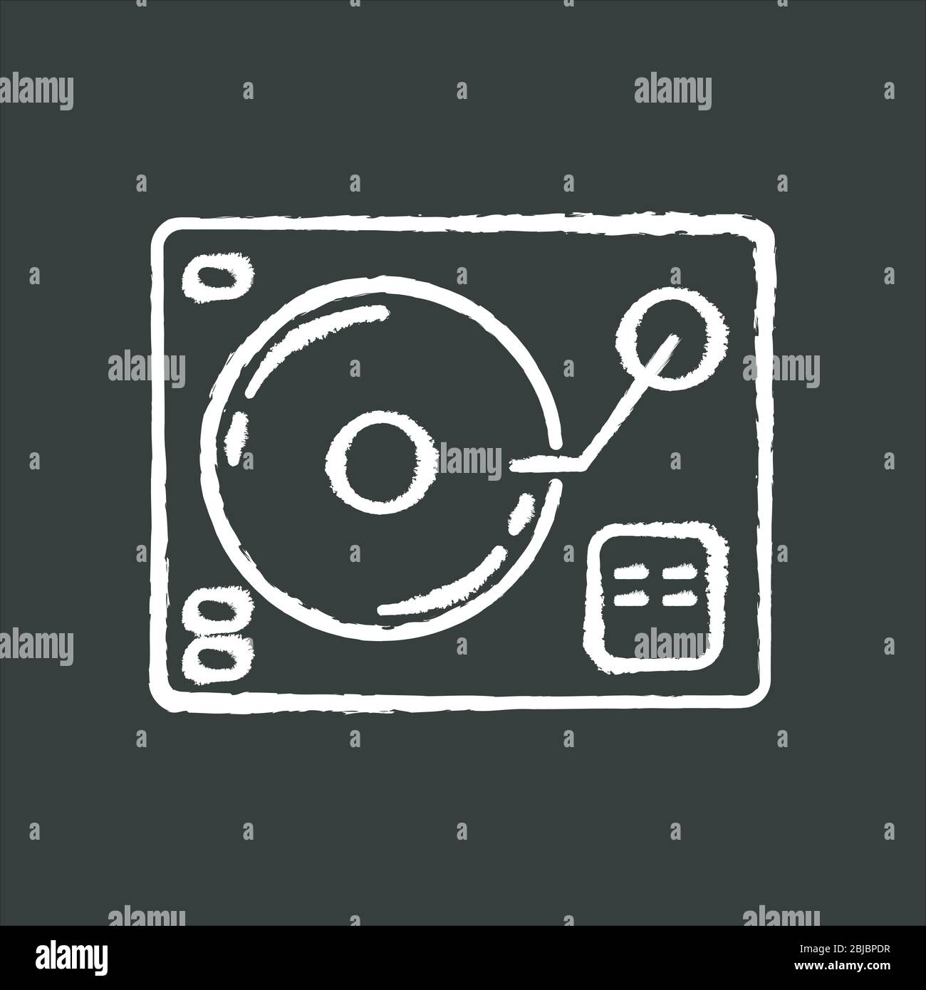 Turntablism chalk white icon on black background Stock Vector Image ...