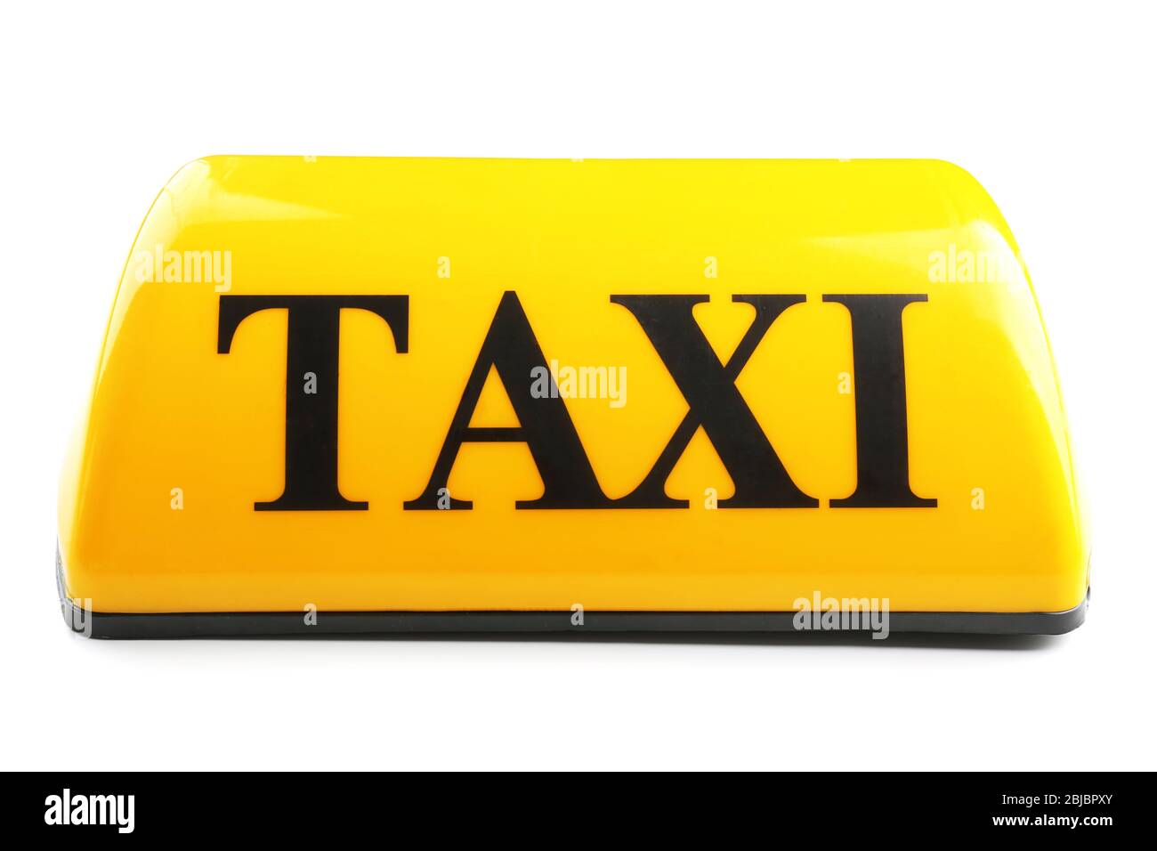 Yellow taxi roof sign on white background, closeup Stock Photo - Alamy