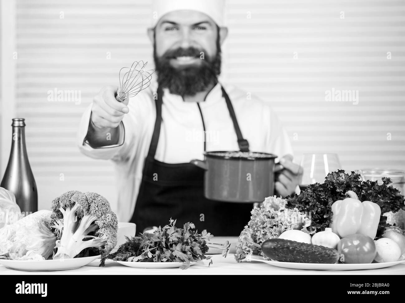 Use hand whisk. Professional chef hold whisk and pot. Whipping like pro ...