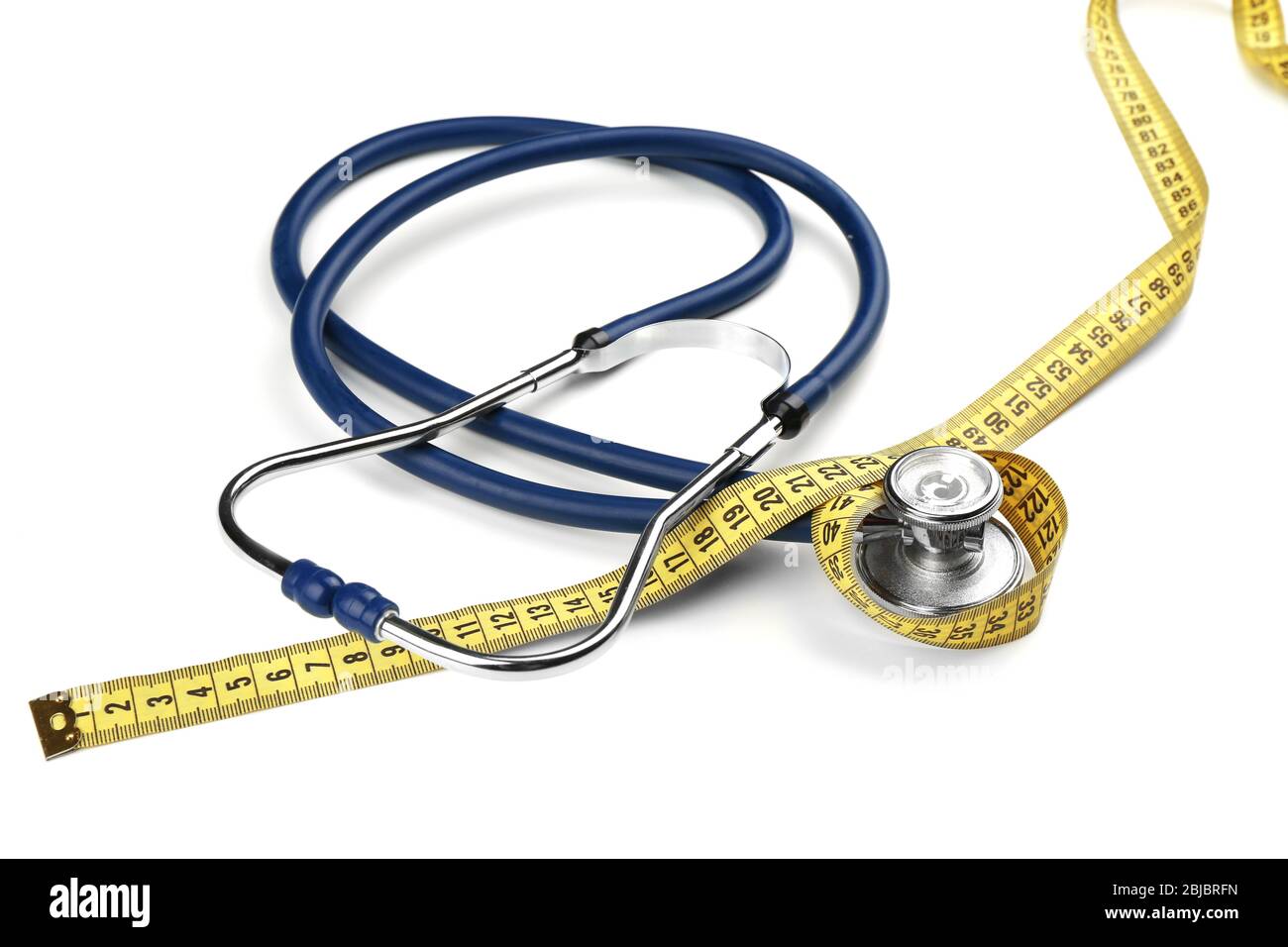 Stethoscope with measuring tape on white background Stock Photo - Alamy
