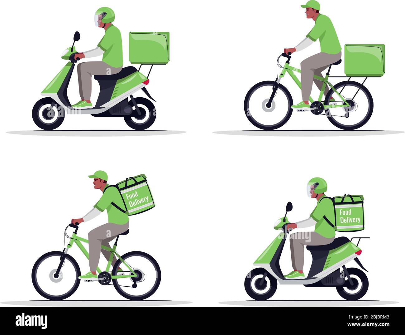 Package vehicle transportation flat vector illustrations set Stock ...