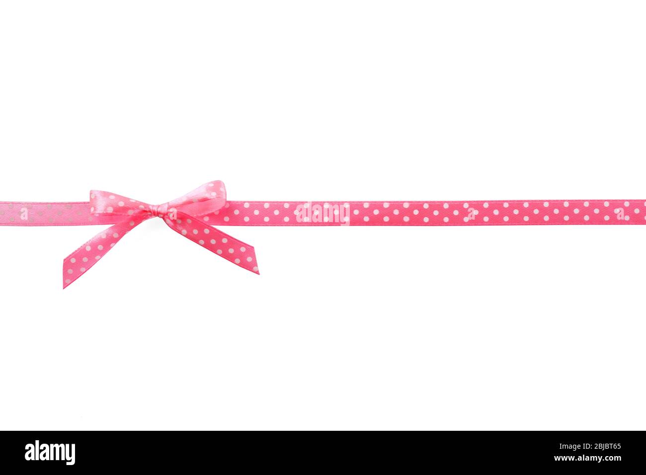 Beautiful pink ribbon with bow on white background Stock Photo - Alamy