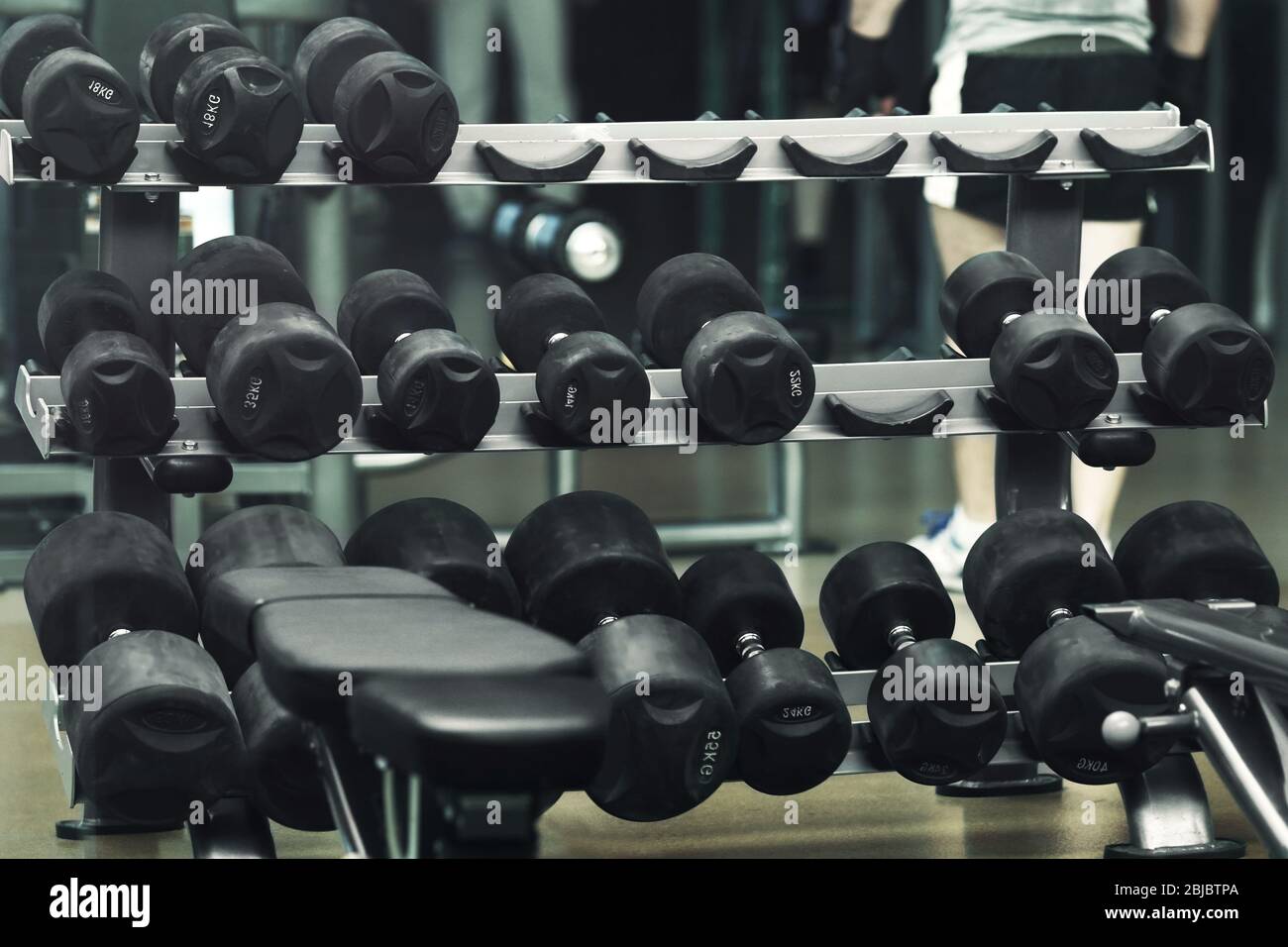 Set of dumbbells in gym Stock Photo - Alamy
