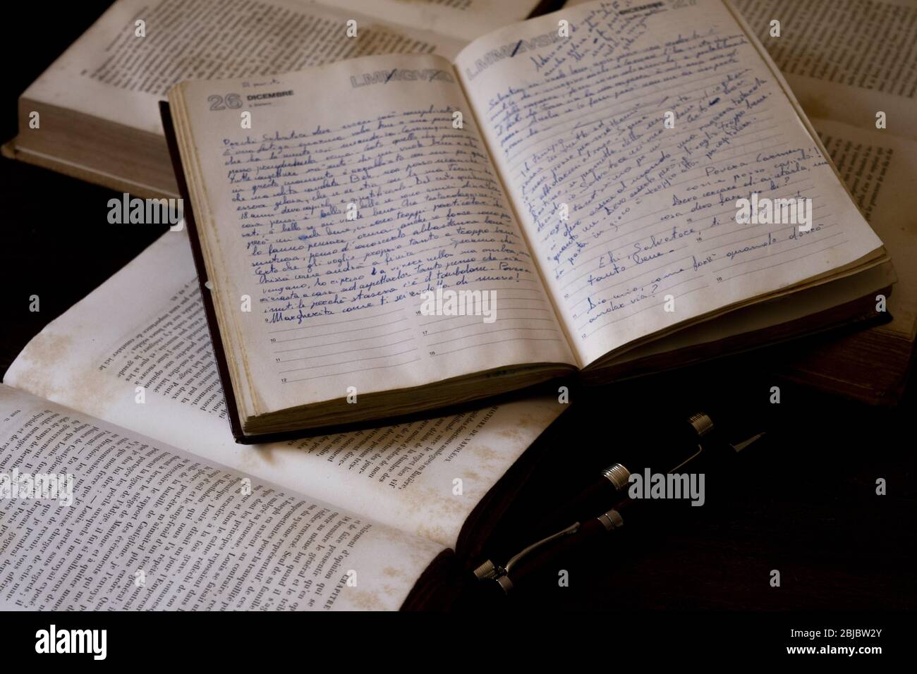 antique handwritten letters and agenda with old books Stock Photo - Alamy