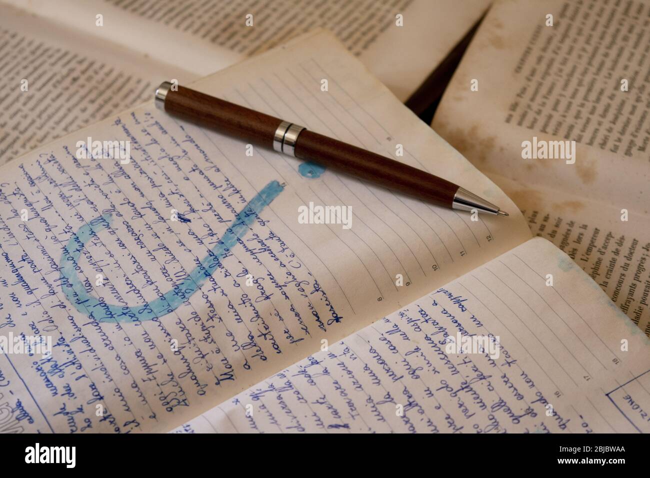 antique handwritten letters and agenda with old books Stock Photo - Alamy
